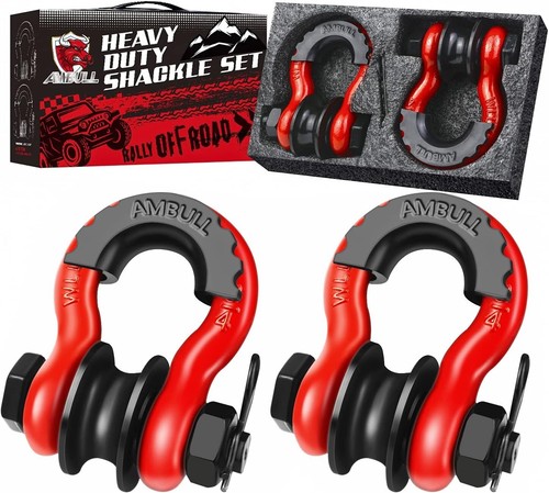 Upgraded Snatch Block, 3/4" D Ring Shackle (2 Pack) 22,000lb Break ...