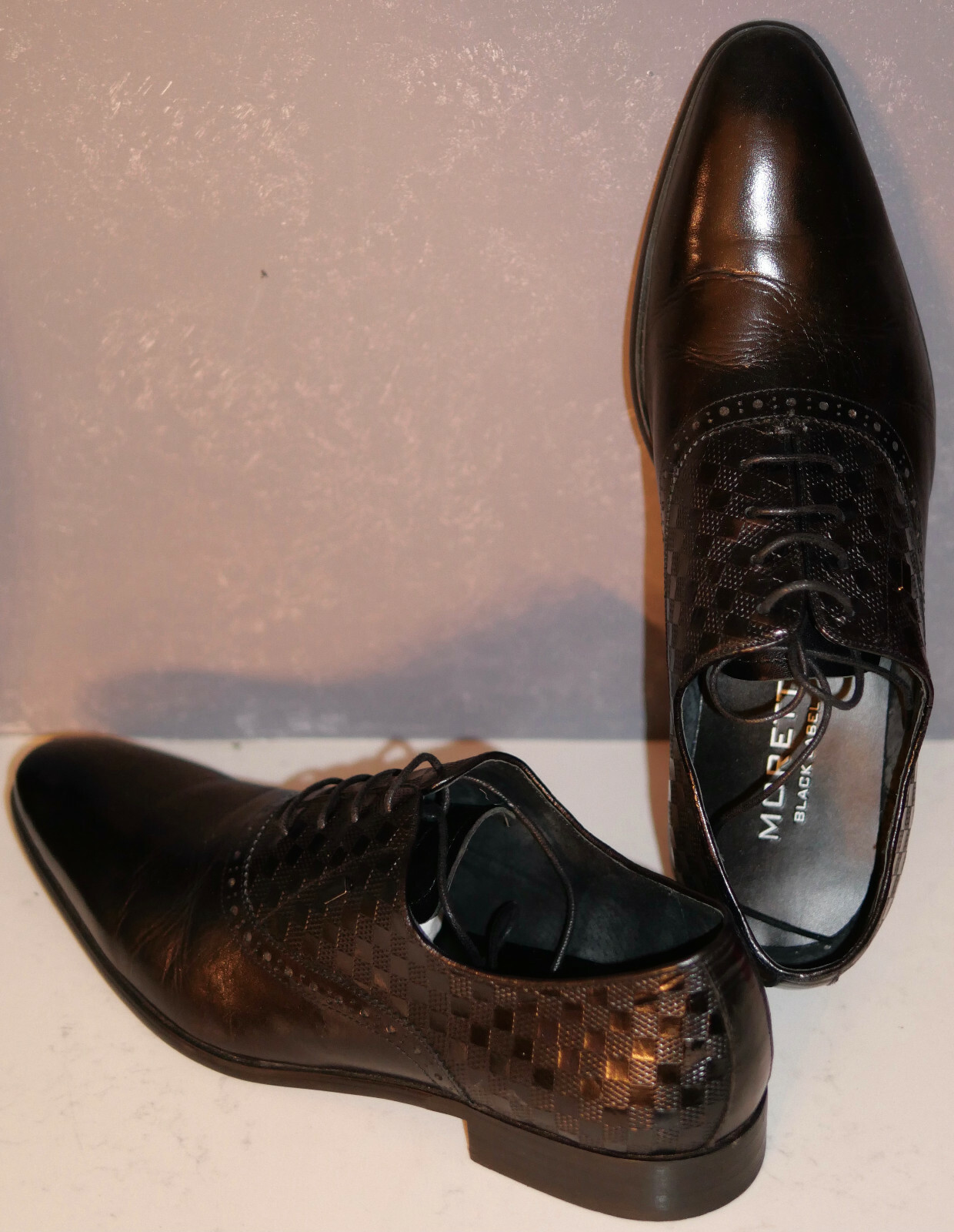 Moretti Black Label Mens BLACK Oxford Leather Dress Shoes. Size:11 ...