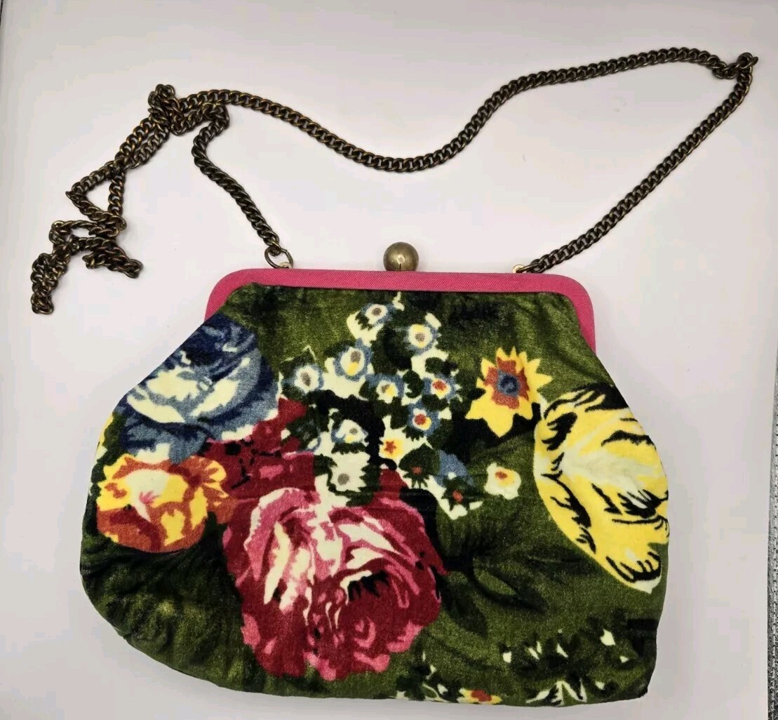 Anthropologie Green HTF Romy Floral Push Kiss Lock Cr… - Gem