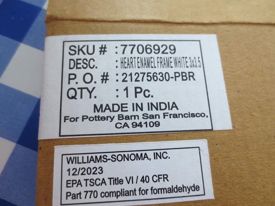 pottery barn SMALL WHITE ENAMELED HEART PICTURE FRAME NIP SHOW SOME ...