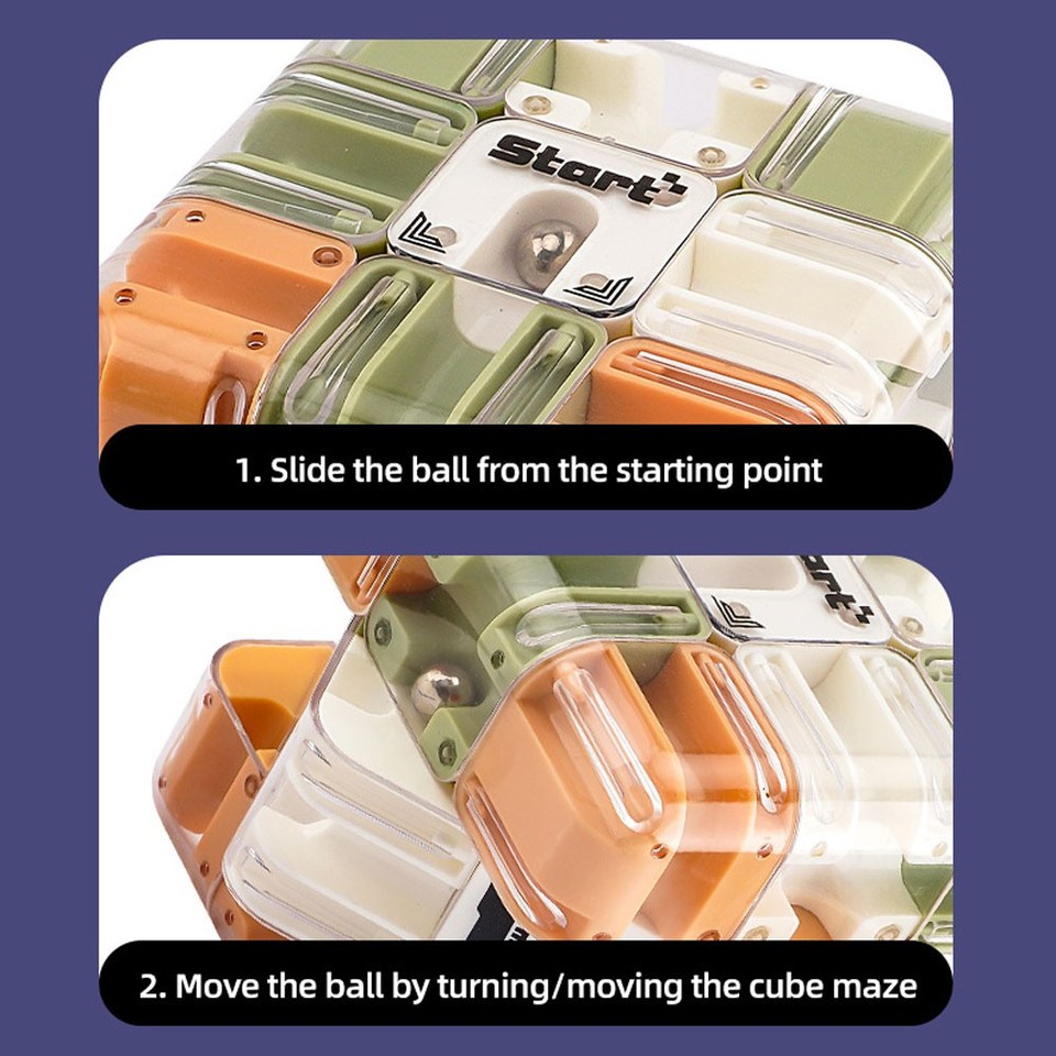 3D Maze Cube Puzzle-Large Labyrinth Ball Game with 6-Side Challenge ...