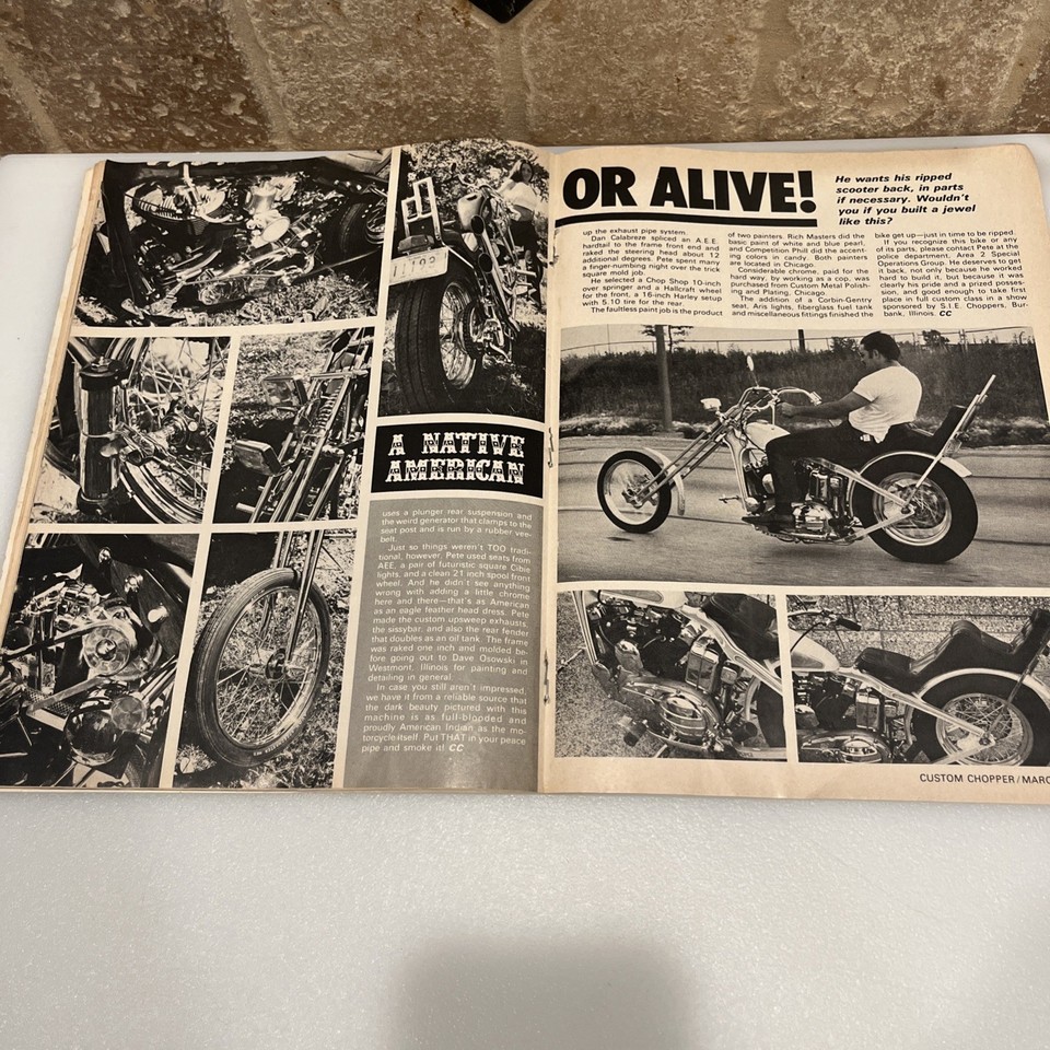 Custom Chopper MAGAZINE March 1974 Harley Davidson Cafe Racer 3/74 ...
