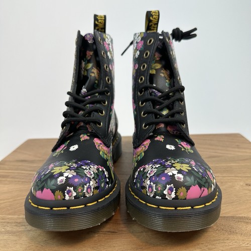 New NWOB Womens Dr Martens 1460 Pascal Black Flower Floral Vintage Boot Size 6 M | eBay