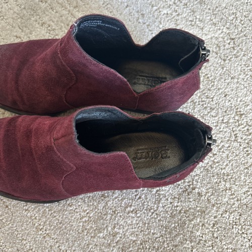 Born Womens Kerri Ankle Booties Suede Block Heel Western Size 6M ...