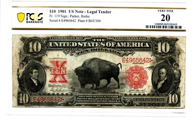 Fr. 119 1901 $10 Legal Tender Note Parker / Burke PCGS Banknote Very ...