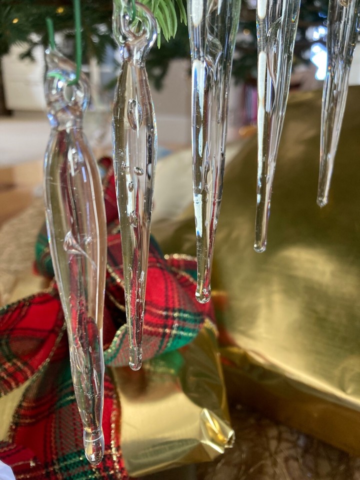 Glass ICICLES Christmas Tree Ornaments Hand Made Blown Unique Set 10 ...