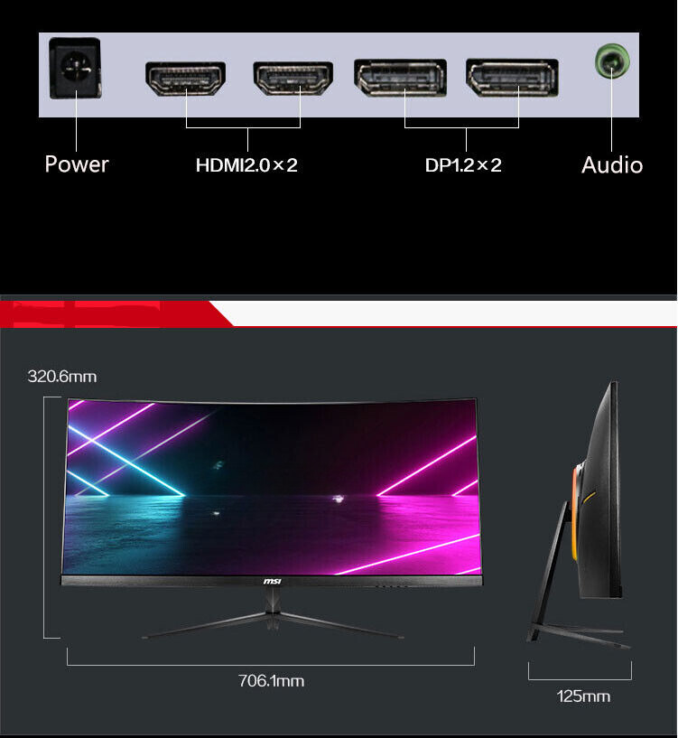 LED Display Screen Wideband Curved Screen PC Screen Desktop Cpu Display ...