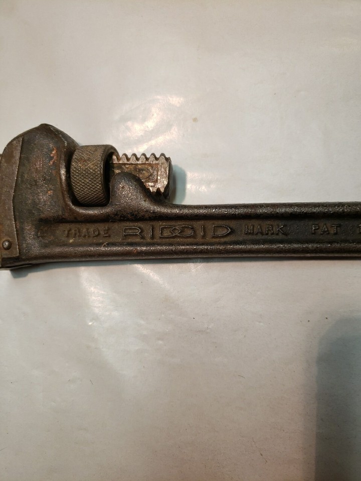 Genuine Vintage Ridgid 10 Pat 1727823 Ridge Adjustable Pipe Wrench ...