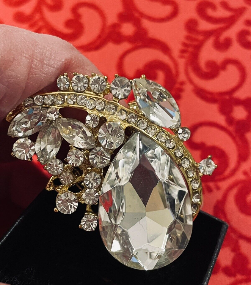 Outrageous Costume Ring Rhinestone Statement w Stretch Band Faceted ...