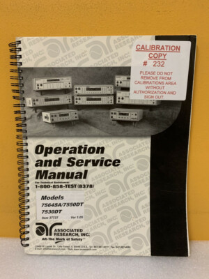 Associated Research Models 7564SA/7550DT 7530DT Operation and Service ...