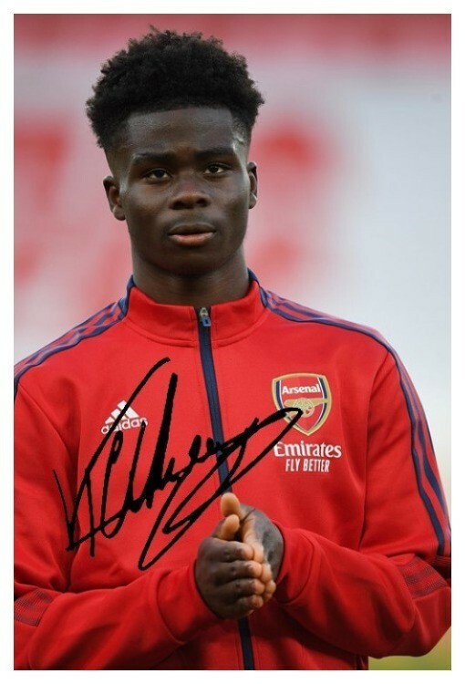 BUKAYO SAKA (2) ARSENAL LONDON 2021/22 - 6x4'' Signed Autograph PHOTO ...