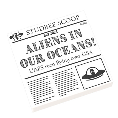 NEW Custom Printed Minifig Newspaper - Aliens in our Ocean! - 2x2 White ...