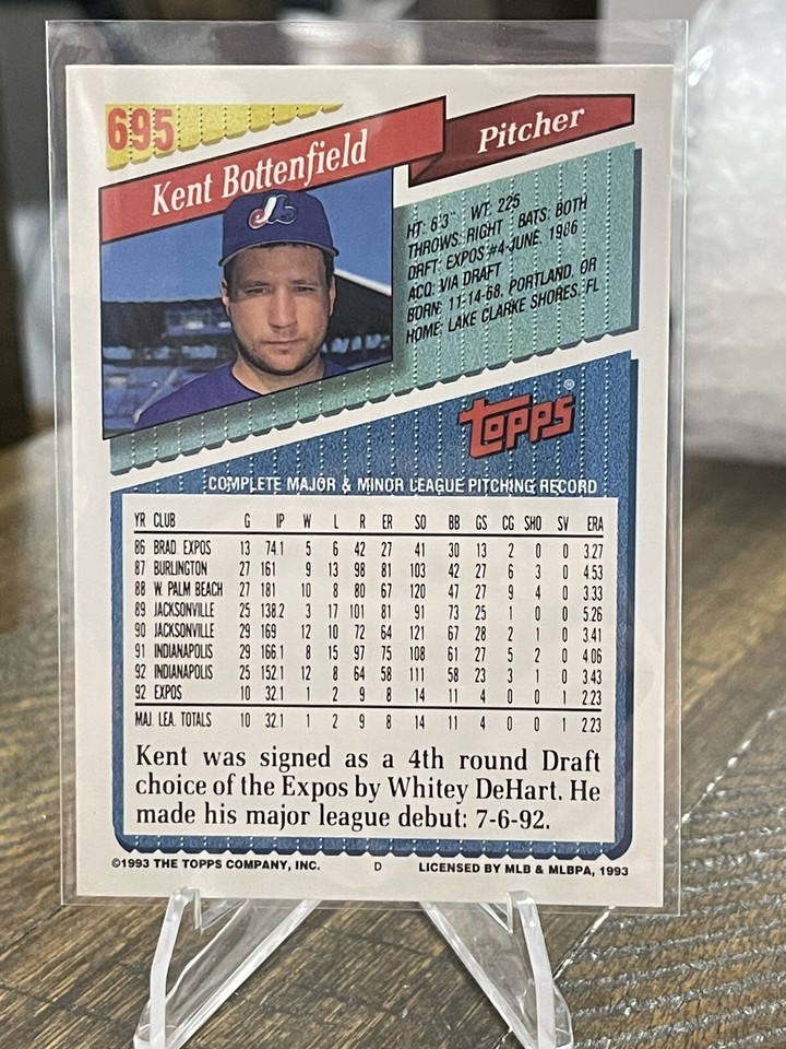 1993 Topps INAUGURAL Rockies #695 Kent Bottenfield MONTREAL EXPOS | eBay