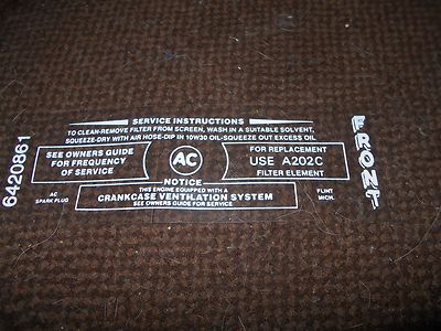 1965 BUICK WILDCAT 445 ENGINE AIR CLEANER BASE SERVICE INSTRUCTIONS ...