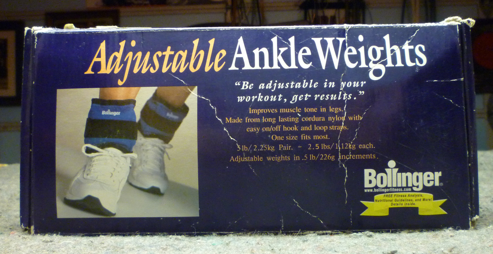 Set of 2 Bollinger Adjustable Ankle Weights (5lb Pair) Home Workout ...