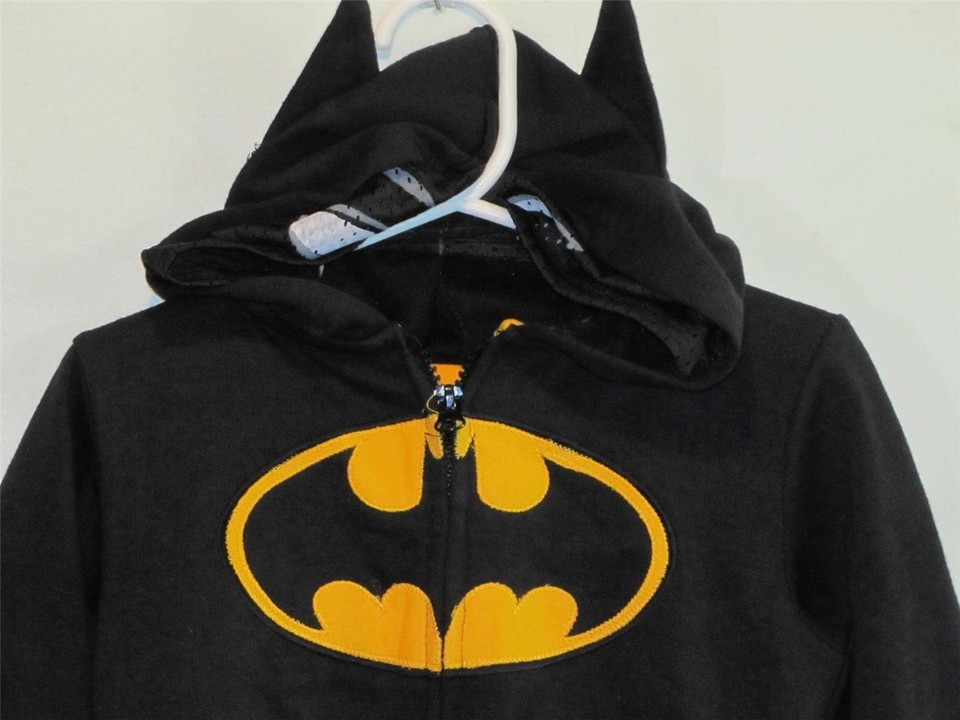 New Boy's Black & Gray Full-Zip DC Comics BATMAN Hoodie Jacket w/ CAPE ...