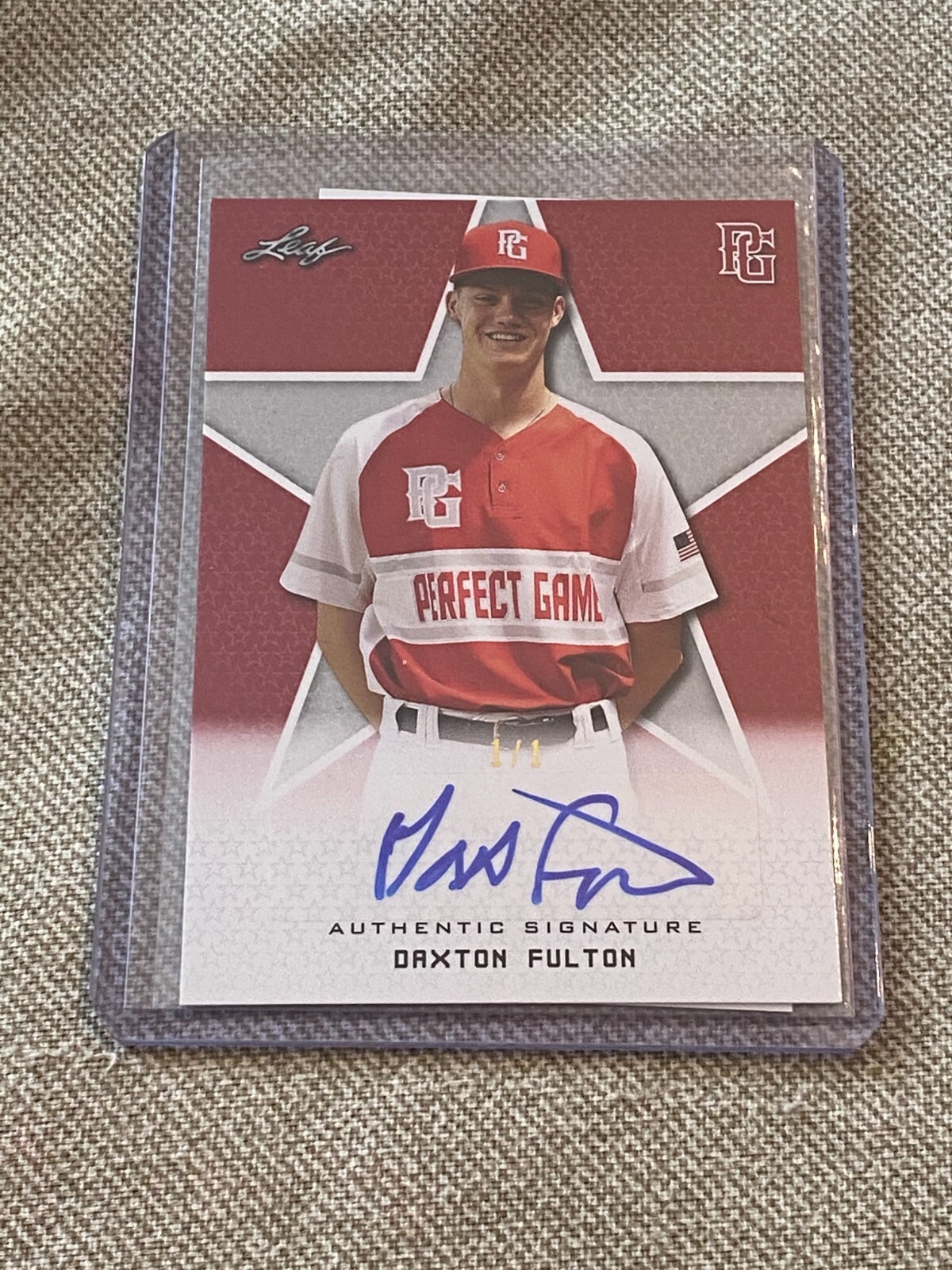 DAXTON DAX FULTON 2019 Leaf Perfect Game AUTOGRAPH Red Blank Back #1/1 ...