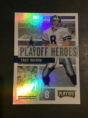 2018 Playoff Football Troy Aikman Playoff Heroes Insert Dallas Cowboys ...