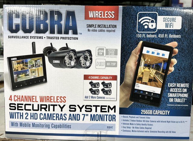 Cobra 4 Channel Wireless Security System, Black - 63842 for sale online ...
