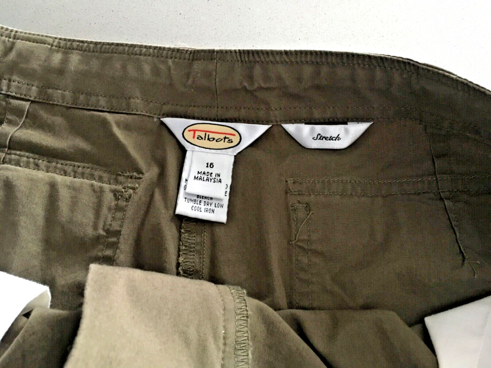TALBOTS OLIVE COTTON STRETCH PANTS SIZE 18 ~ NWT~ $68 | eBay