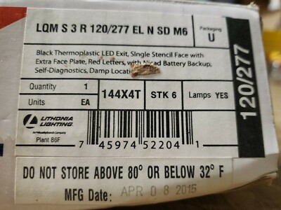 LED Exit Sign Lithonia LQM S 3 R 120/277 EL N SD M6 1Z-1862-E3 | eBay