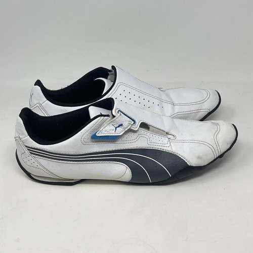 Puma Redon Move Shoes Mens 11.5 White Blue Black Leather Strap Driving ...
