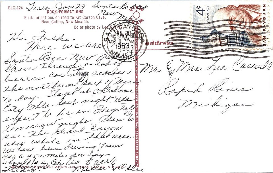 1963, Road to Kit Carson Cave near GALLUP, New Mexico Postcard - H.S ...