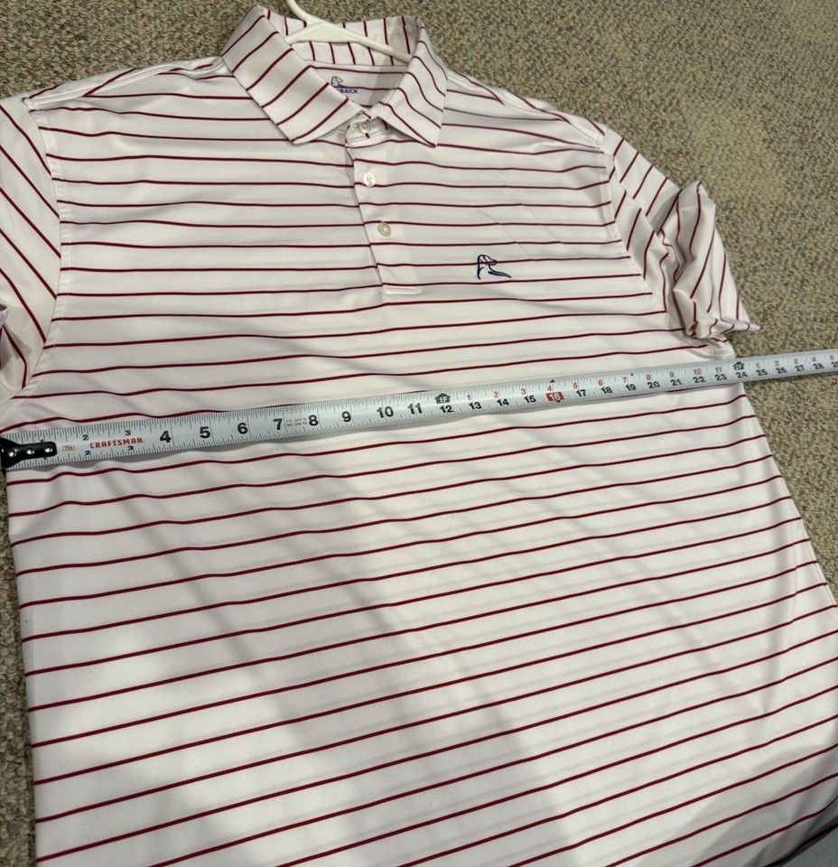 Rhoback Men’s XL Performance Polo White Red Stripe Dog Logo Golf Shirt ...