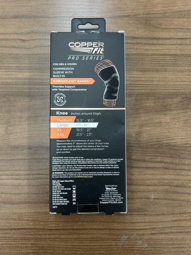 Copper Fit Pro Series Performance Compression Knee Sleeve, Black, Large ...