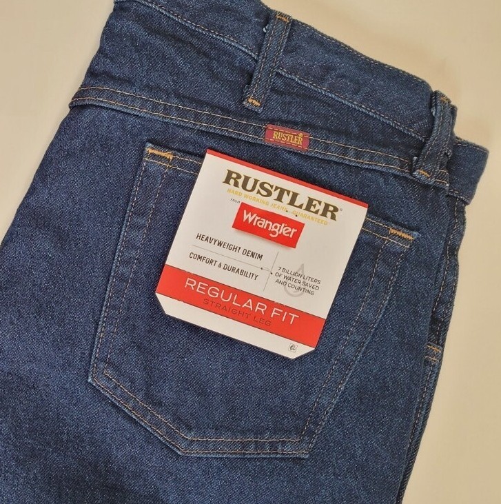 Men's Rustler by Wrangler Regular Fit Straight Leg Jean 100% Cotton All ...