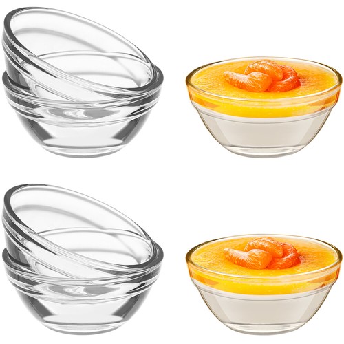6PCS Glass Pudding Bowls Cups Clear Glass Bowls Dessert Containers Prep ...