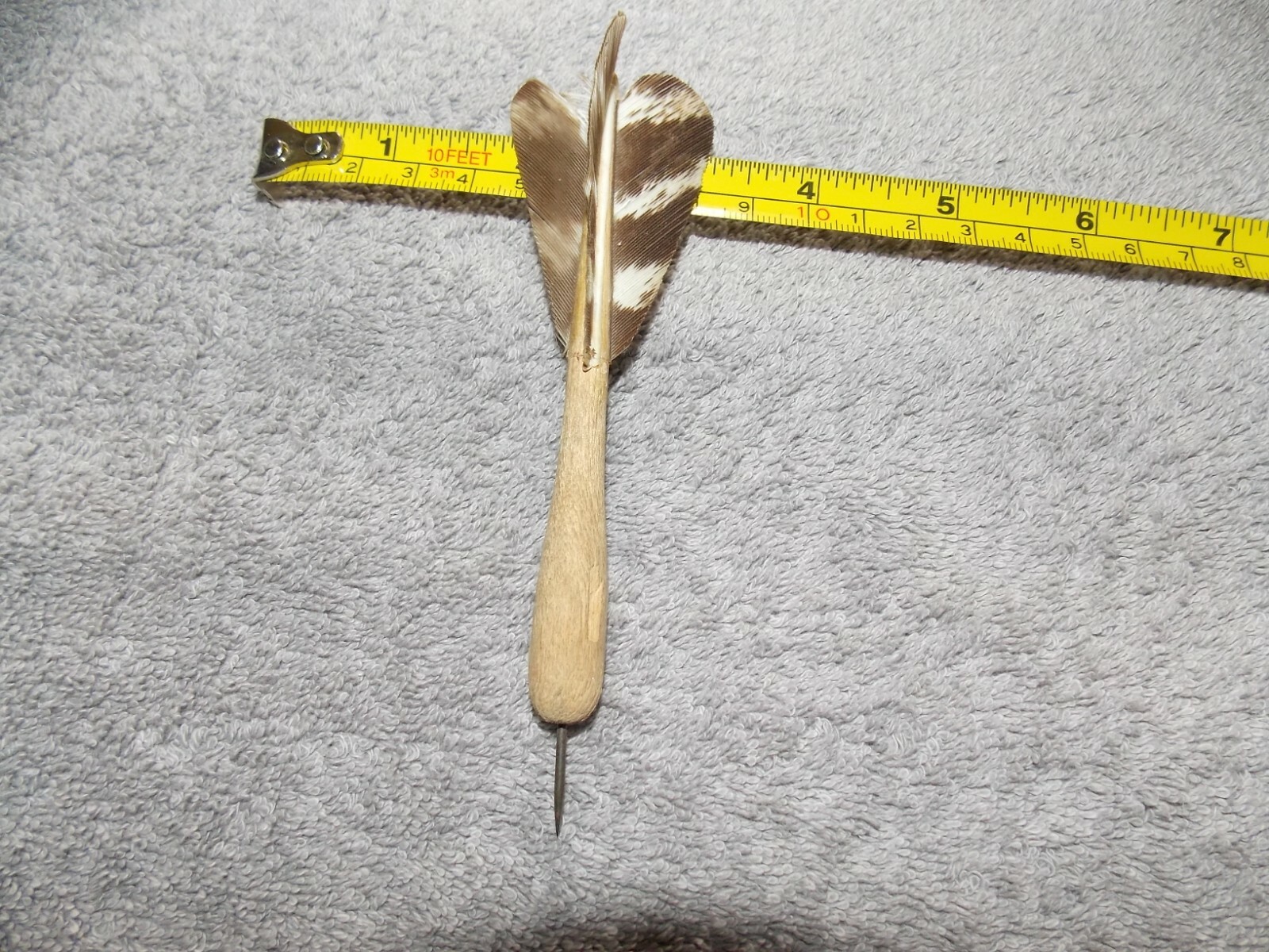 Vintage Antique Wood & Metal Dart, Natural Feathers Flights | eBay