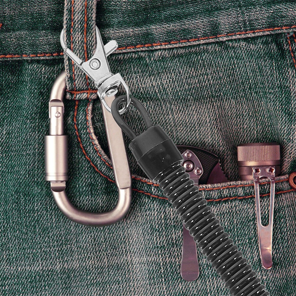 10 Pcs Fishing Rope Bungee Cords with Hooks Coil Springs Keychain | eBay