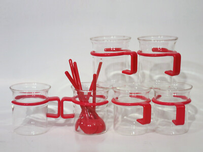 BODUM GLÄSER KAFFEE TEE PUNCH BECHER SWITZERLAND BISTRO LÖFFEL ROT 1980 ...