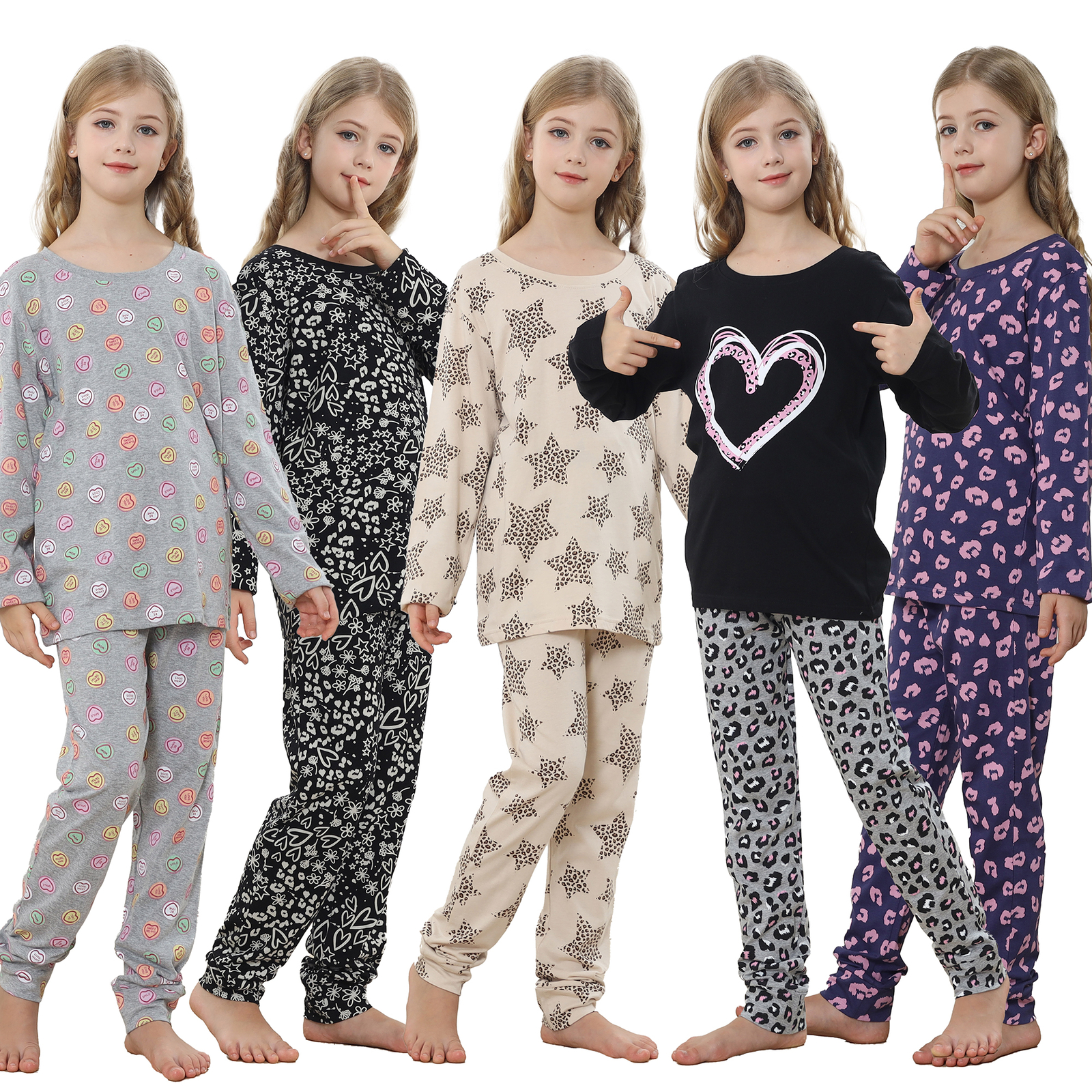 Girls Pyjamas Pjs Nightwear Set Loungewear 100% Cotton Long Sleeve 8-13 ...