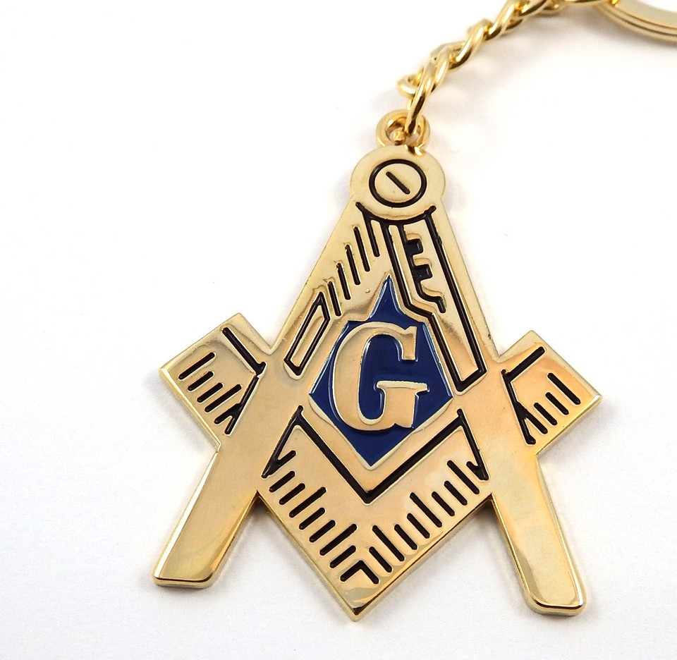 Mason Compass and square Key Chain metal keychain w/ belt clip MAS107 ...