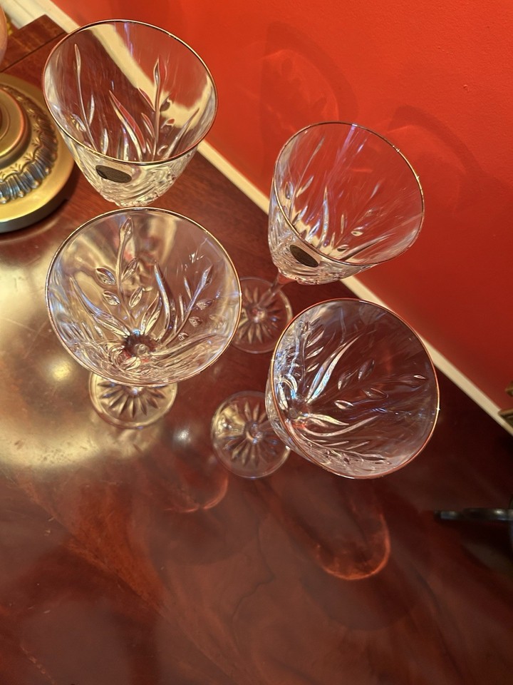 Set Of 4 Cristal D'Arques-Durand Cassandra Gold Rim Water Goblet ...