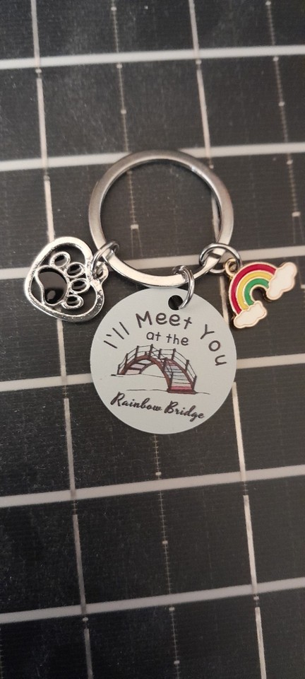 Pet Loss Gift Little Hug From Rainbow Bridge + Keyring Bagcharm Cat Dog ...