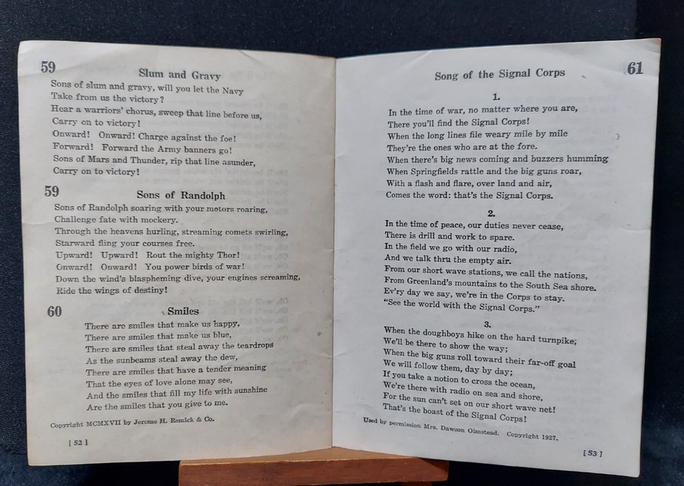 WWII Secretary of War 1941 "Army Song Book" Marine Hymn Anchors Away ...