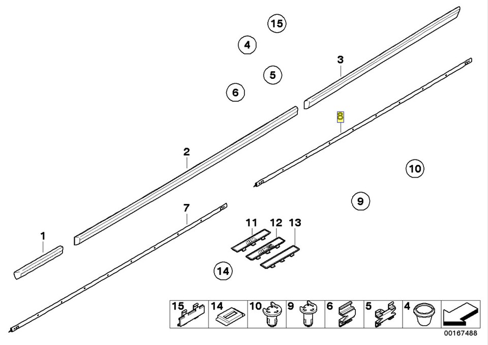 BMW E39 Rear Door Lower Weatherstrip Seal Gasket 8202679 51228202679 ...