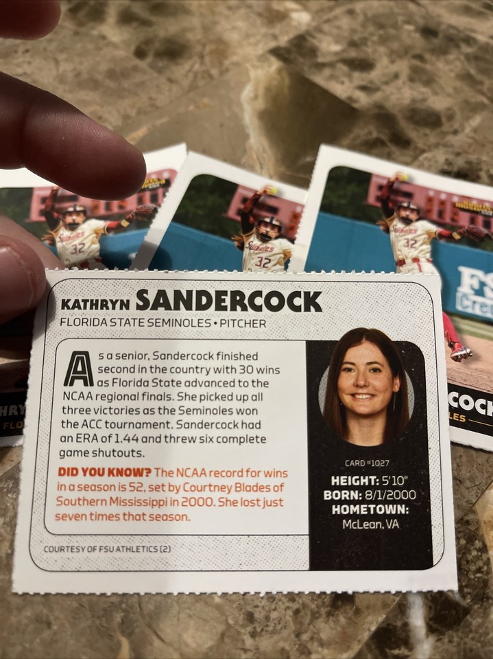 Lot Of 4 2022 SI Kids Kathryn Sandercock #1027 Florida State Sports ...