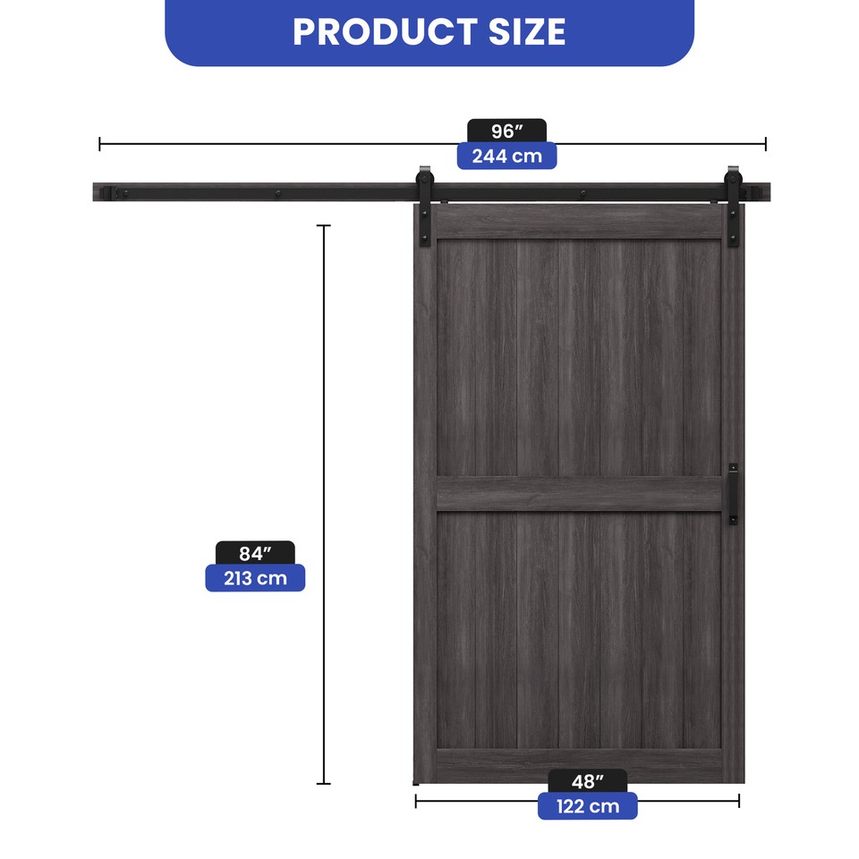 30/36/48 x 84-in Composite Plate Barn Door Single Rail Sliding Track ...