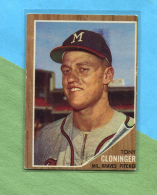 TONY CLONINGER MILWUAKEE BRAVES 1962 TOPPS MLB BASEBALL CARD #63 | eBay
