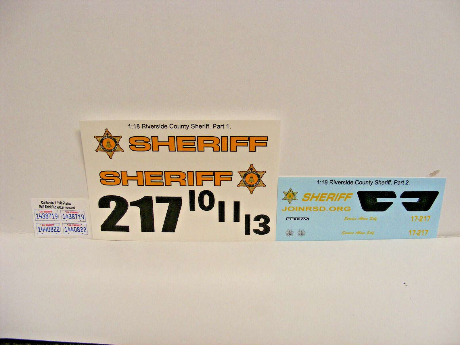 Riverside CA Sheriff 1:18 Water Slide Decal Set Fits Motormax Police ...