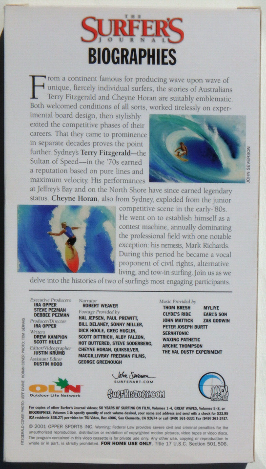 Surfer's Journal TERRY FITZGERALD CHEYNE HORAN Biographies Volume Five ...