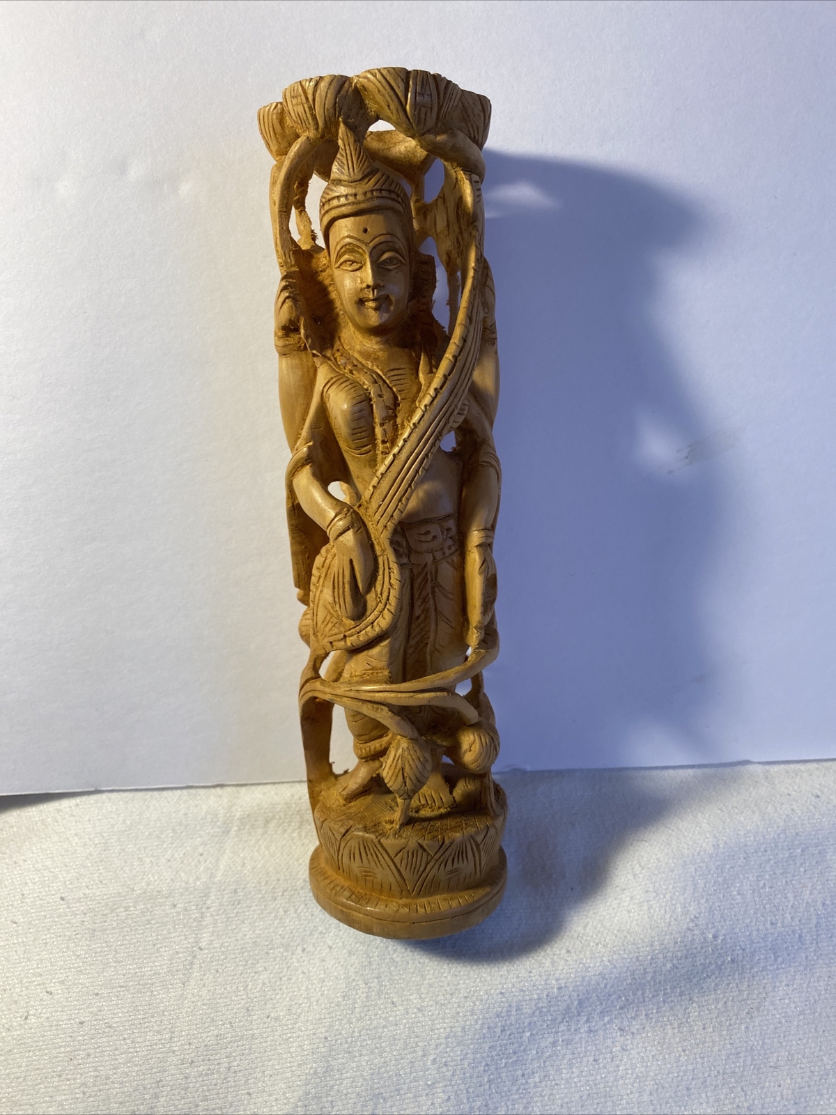 Vintage Wood Carving Krishna Goddess Figure 7 Inches | eBay