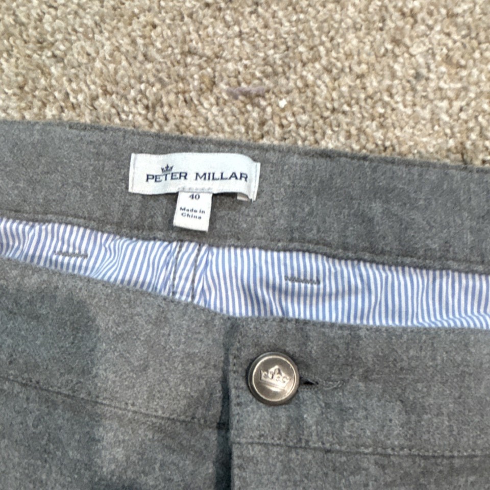 Peter Millar Gray Wool Flannel Straight Leg Men's Casual Pants Size 40 ...