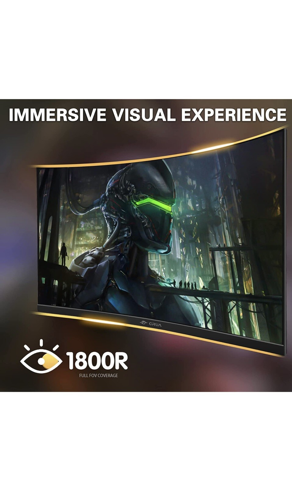 CRUA 27 inch Monitor 2560/1440p 2k QHD IPS 144hz 1800R Three Sides ...