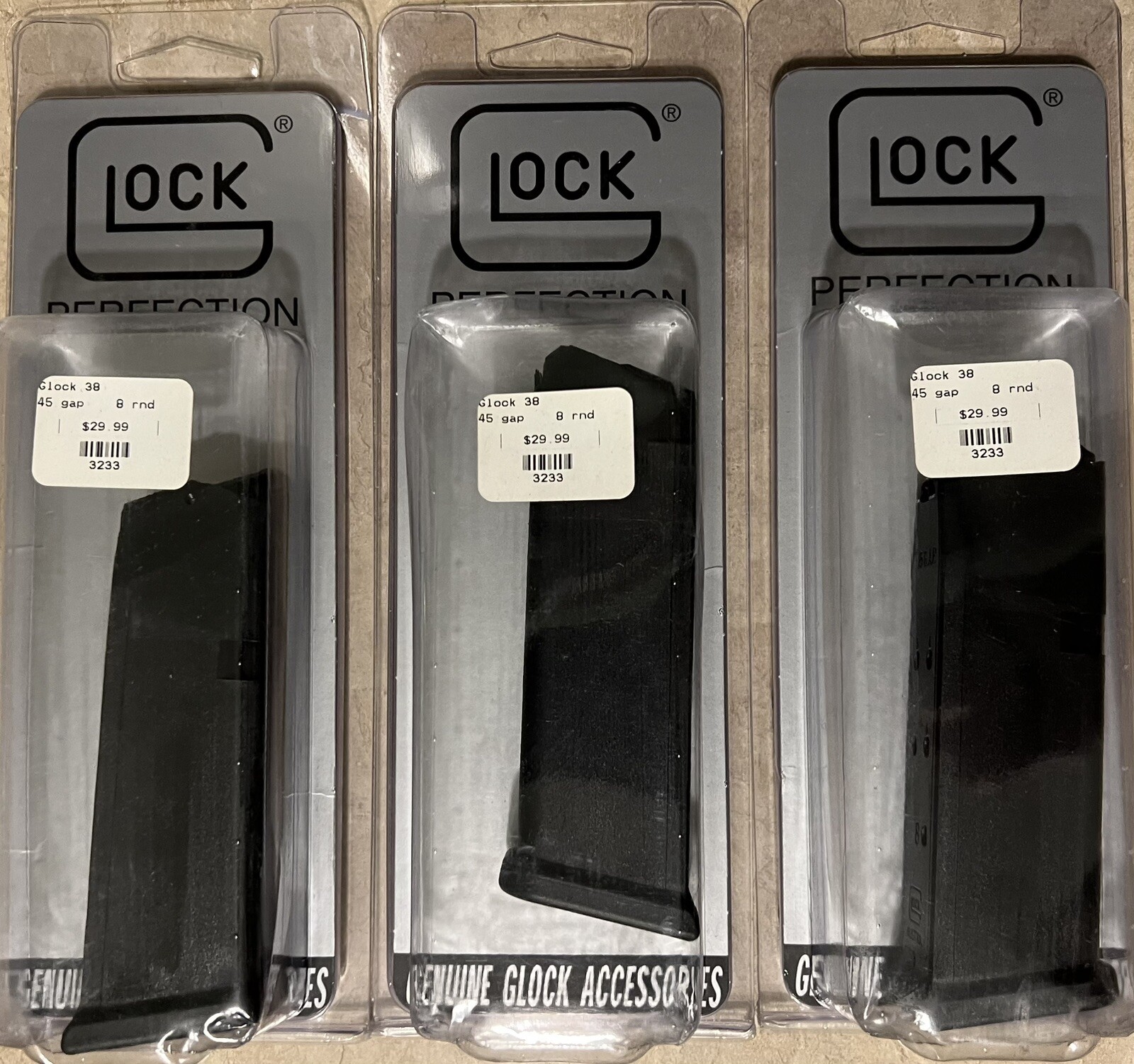 Three Glock 8 Round Magazines For Glock 38 45 GAP Black MF38008. | eBay