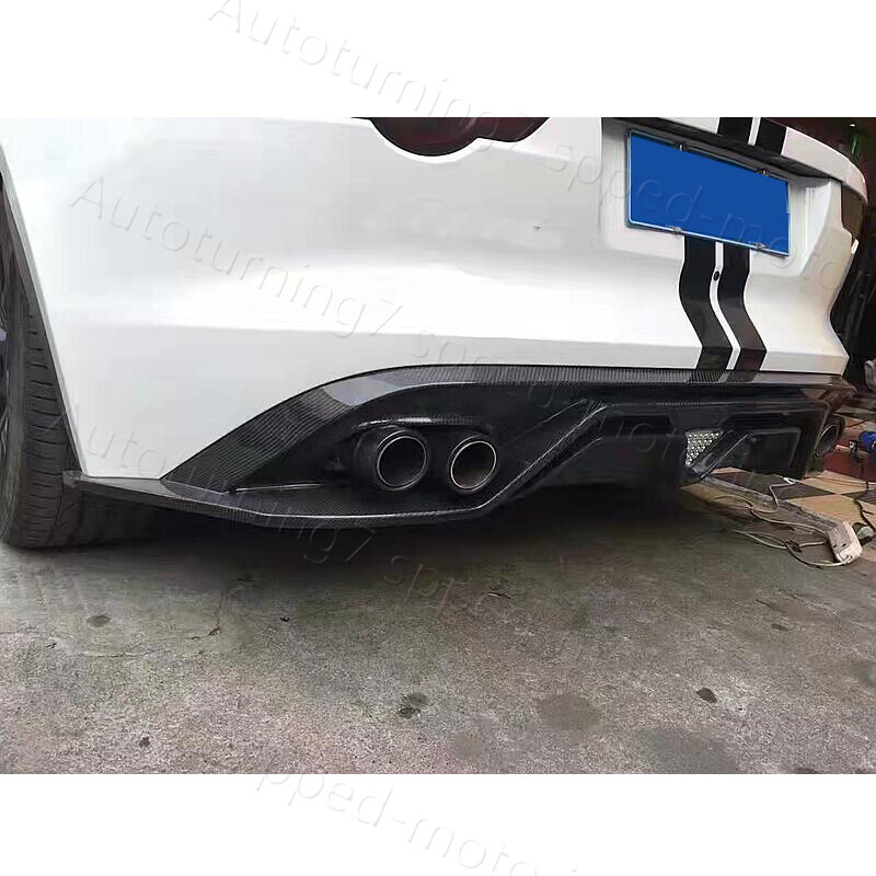REAL Carbon Fiber Rear Bumper Lip Diffuser Spoiler W/LED For Jaguar F ...